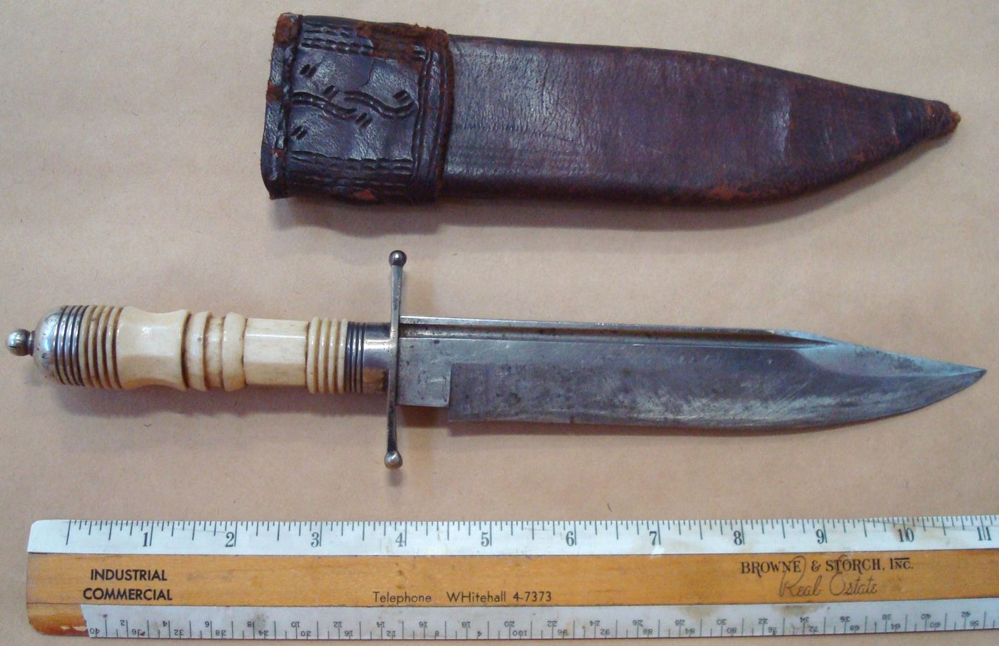 Bowie Knife - turned bone handle